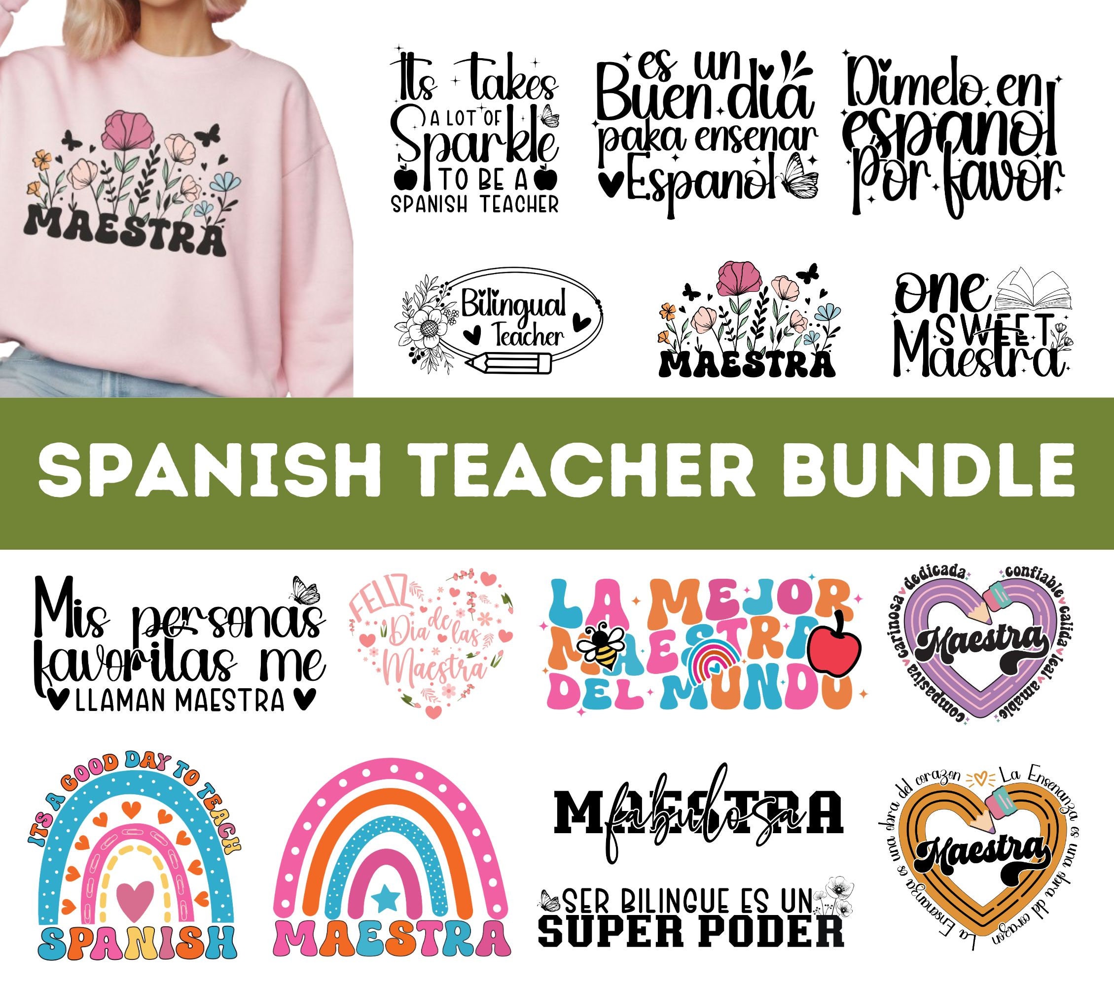 Profesora de Español SVG PNG Paquete/ Maestra Svg/ Español svg/ Español ...
