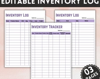Editable Inventory Management Form Inventory Tracker PDF Product ...