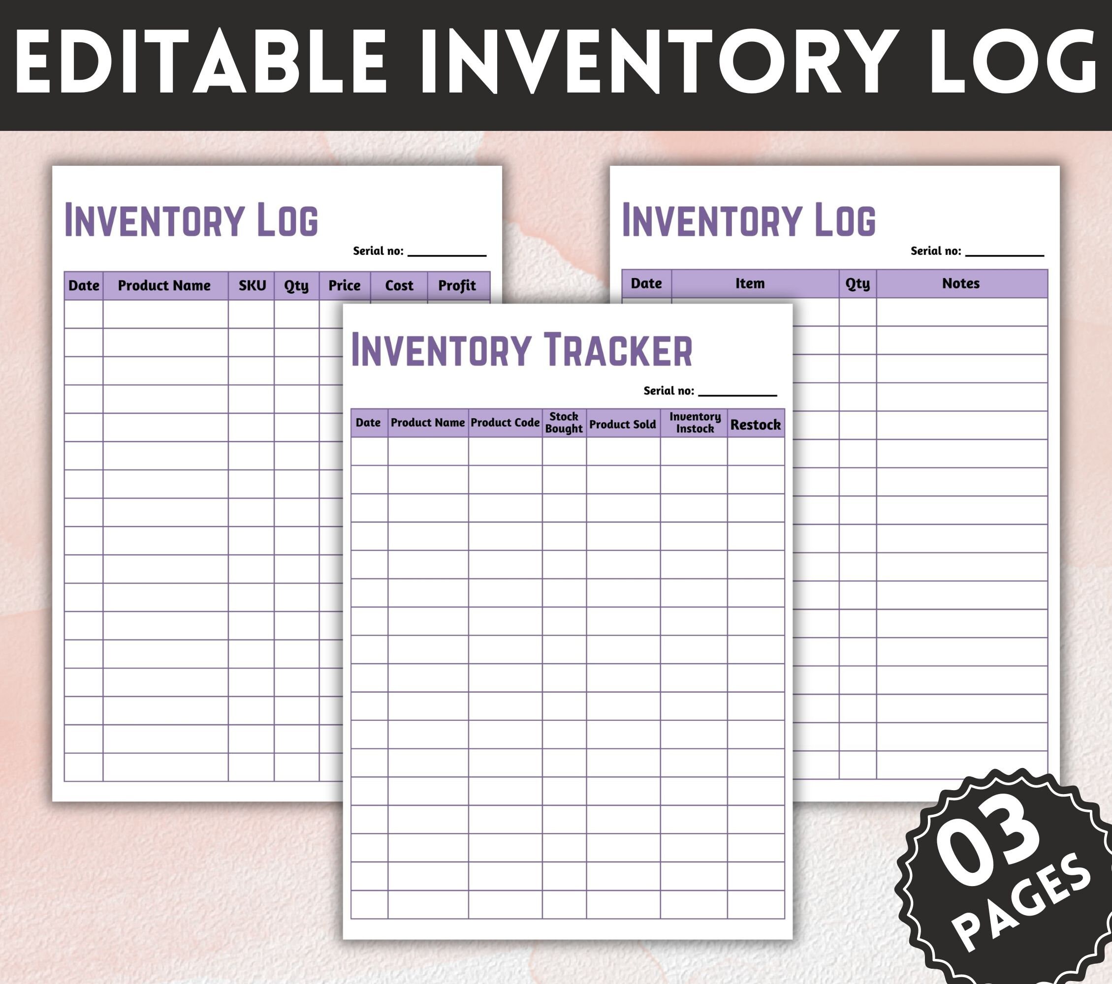 Editable Inventory Management Form Inventory Tracker, Product Inventory ...