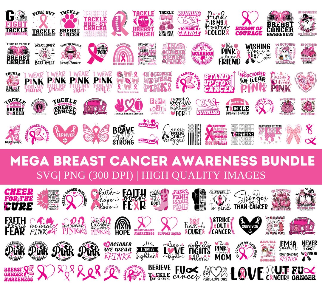 Mega We Wear Pink in October SVG Bundle, 110+ Breast SVG Designs Bundle ...