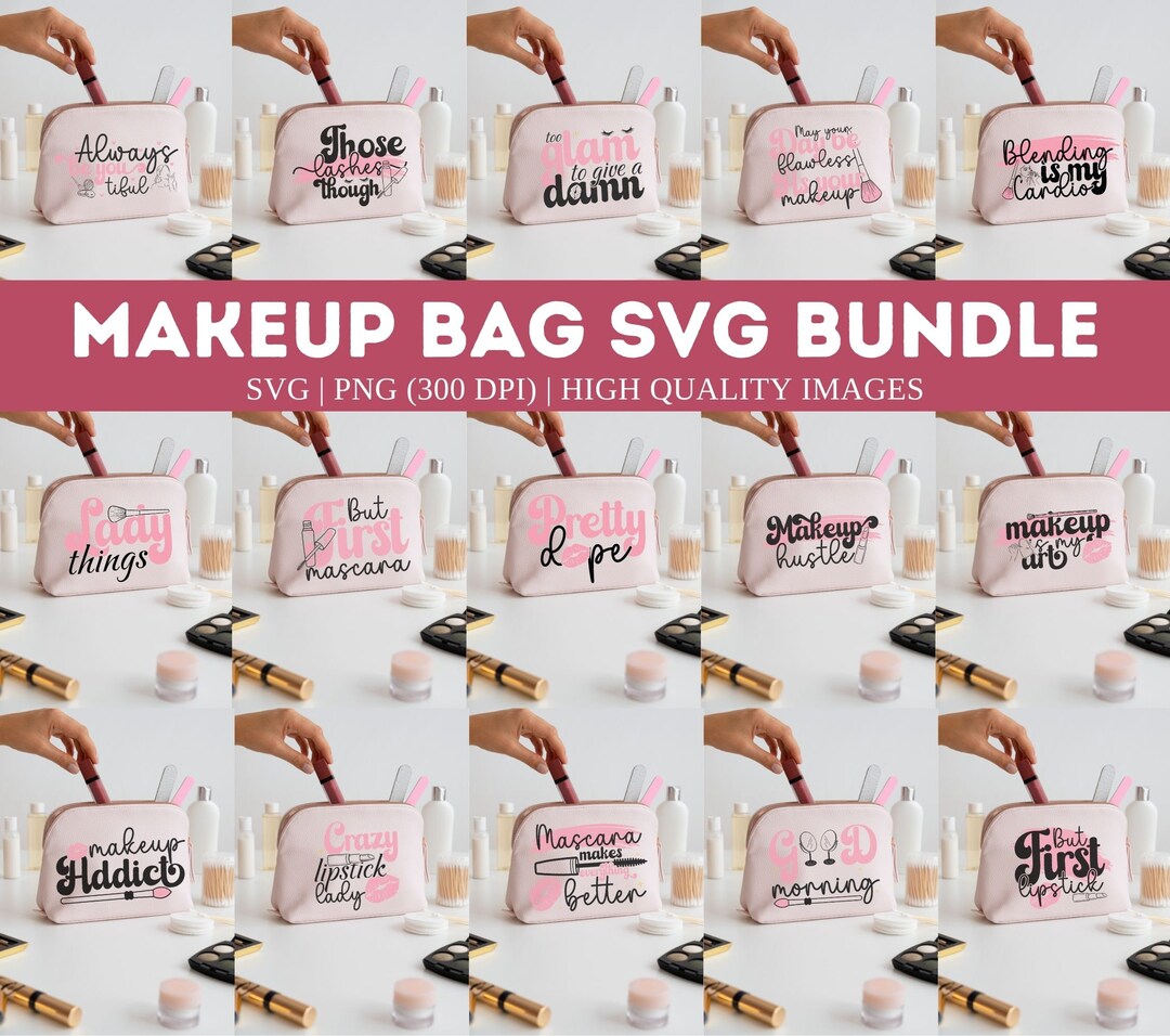 Makeup Bag SVG Bundle| Makeup Bag Svg| Makeup Svg| Makeup Bag Design ...