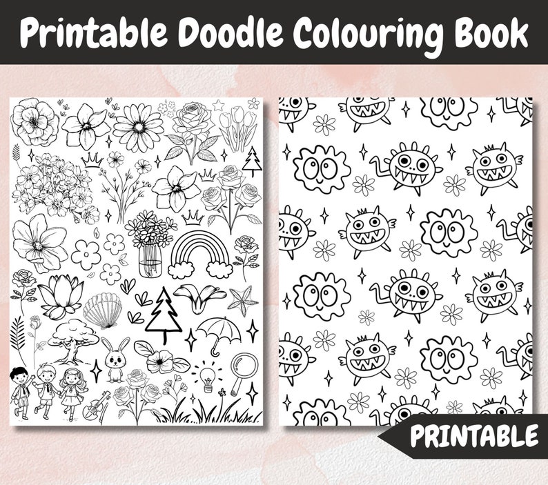 Kids Doodles Coloring Book, Doodles Printable Coloring Book, Print ...