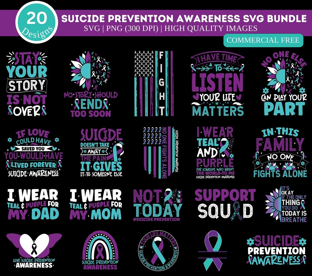 Suicide SVG PNG Bundle, Suicidal Prevention Awareness Svg, Ribbon ...