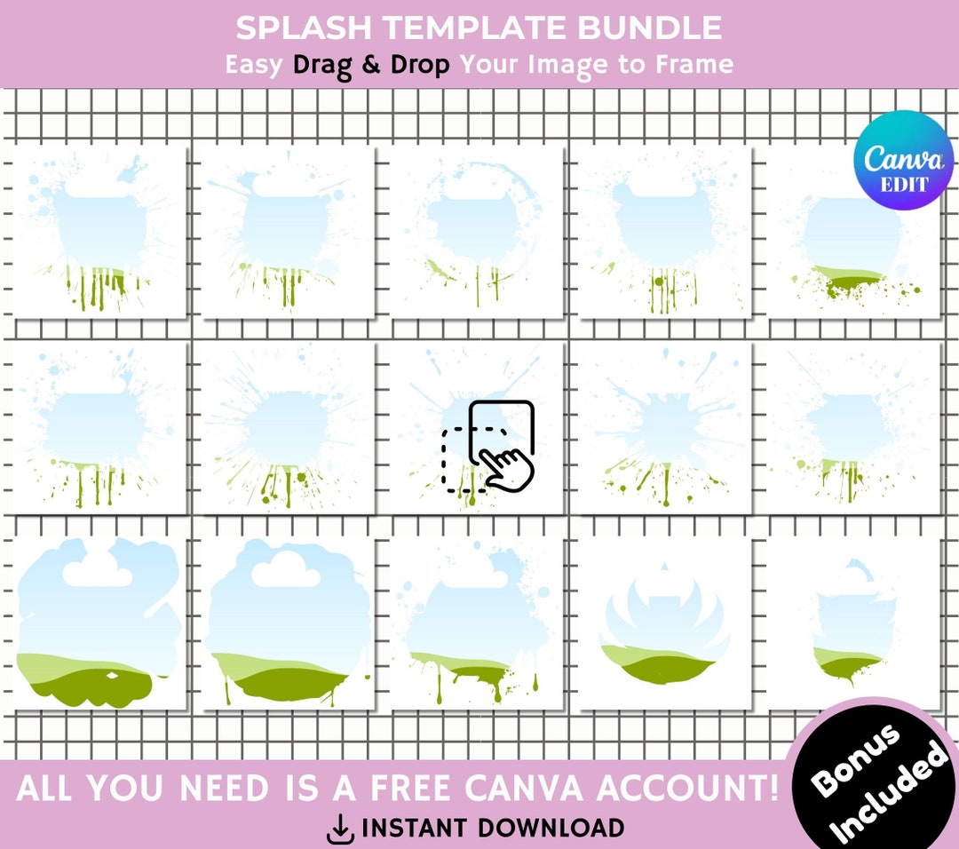 Canva Paint Splatter Template Canva Frames Bundle Canva Drag and Drop ...