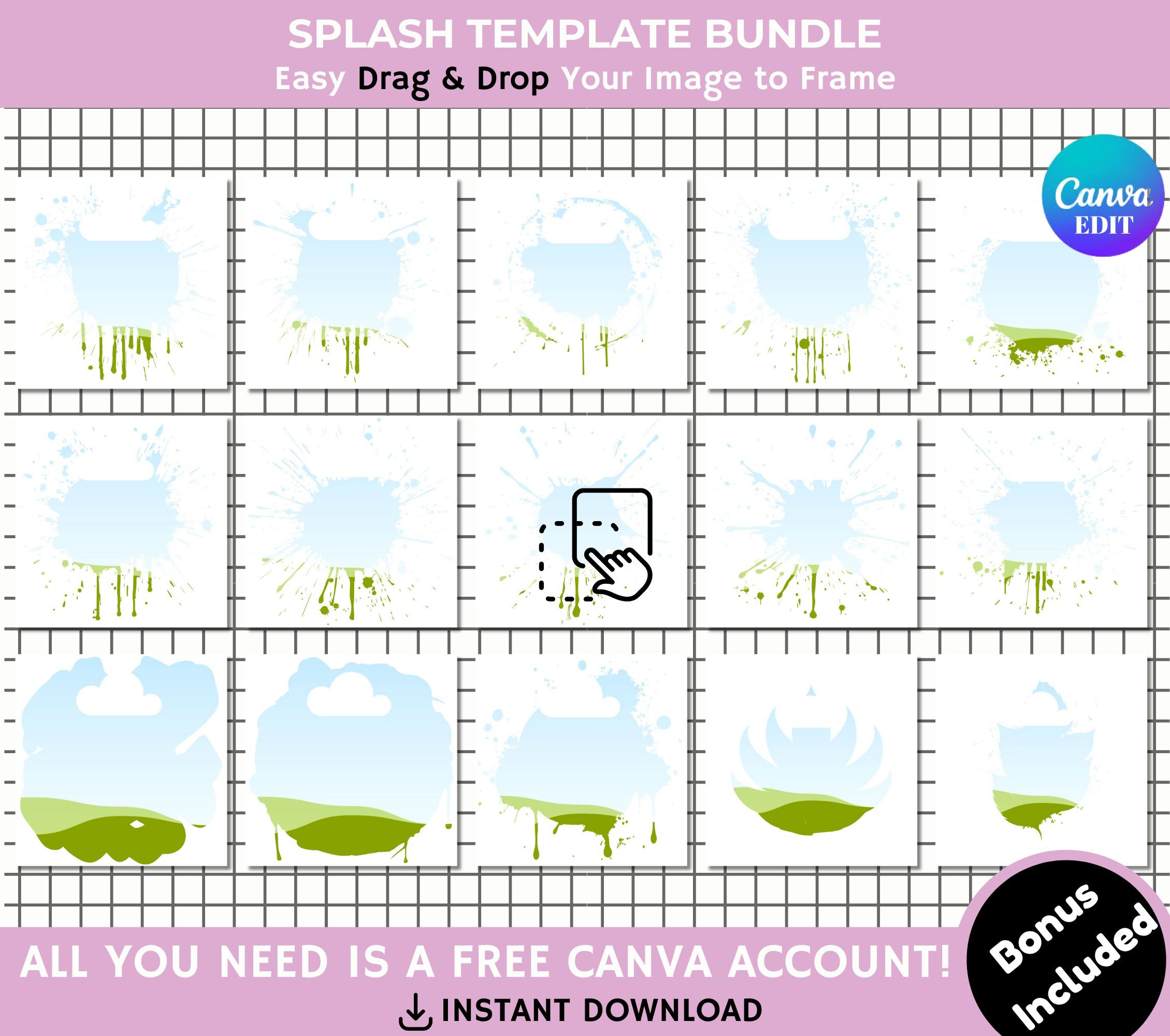 Canva Paint Splatter Template Canva Frames Bundle Canva Drag and Drop ...