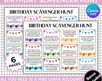 Indoor Birthday Treasure Hunt, Indoor Birthday Scavenger Hunt, 24 ...