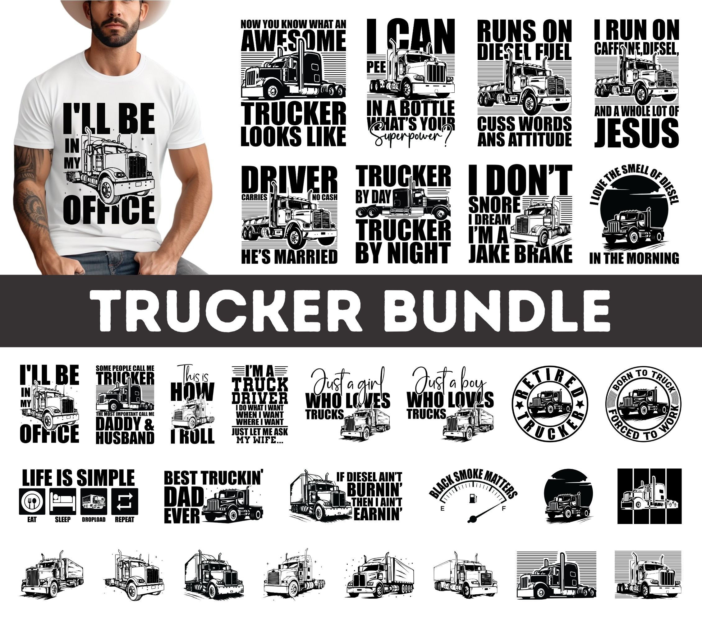 Trucker SVG Bundle Truck PNG Bundle Car Svg Bundle Trucker Svg for ...