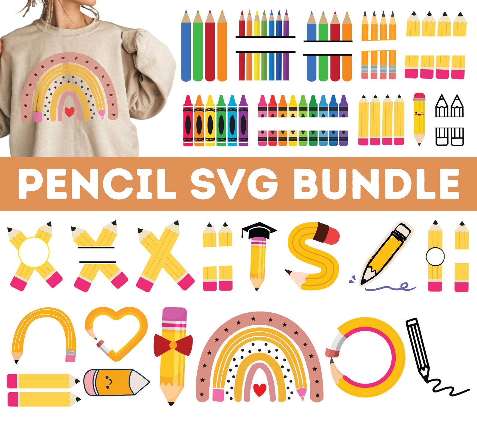 Pencil SVG PNG Bundle| School Svg| Monogram Frame| Pencil Name Frame ...
