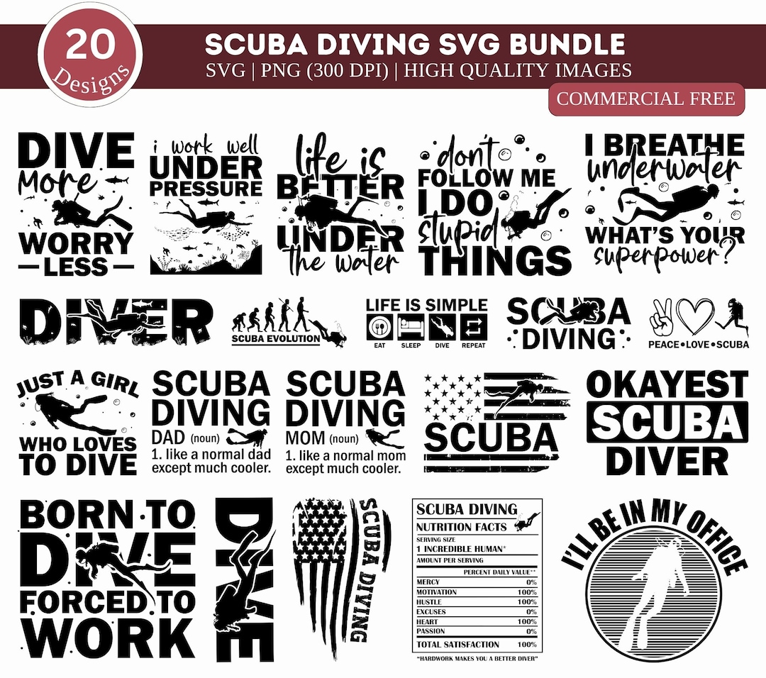 Scuba Dive SVG PNG Bundle, Under Water Svg Bundle, Snorkeling Svg ...