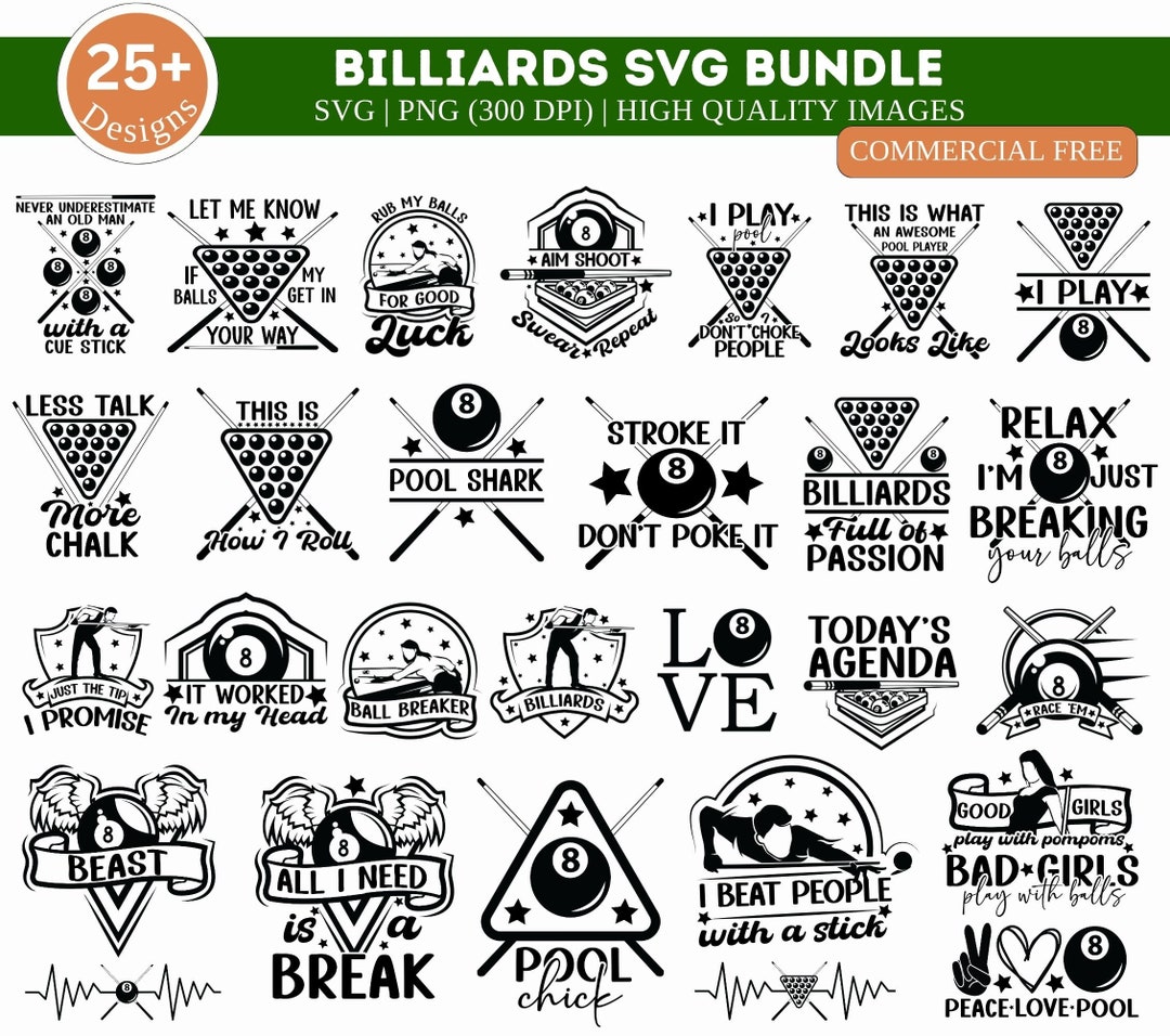 Pool SVG Bundle, Pool Player SVG, Pool Lover Svg, Billiards Svg Bundle ...