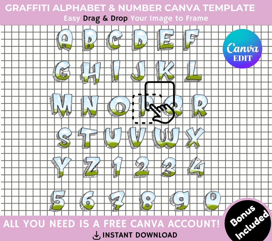 Editable Canva Graffiti Font Template Graffiti Template Graffiti Font ...