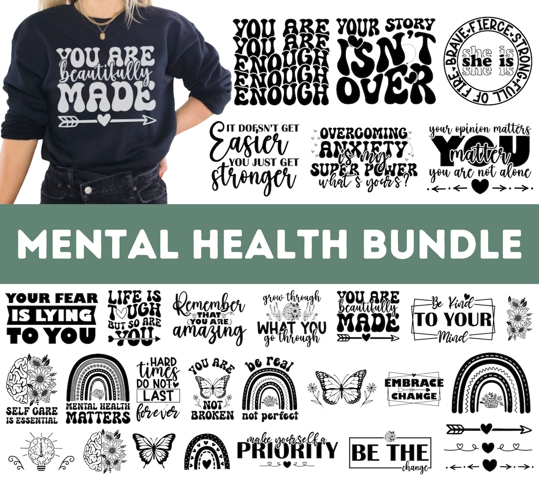 Mental Health SVG PNG Bundle Positive Svg Motivational Svg Mental ...