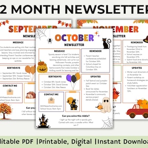 Monthly Classroom Newsletter, Daycare Class Newsletter, 12 Month ...