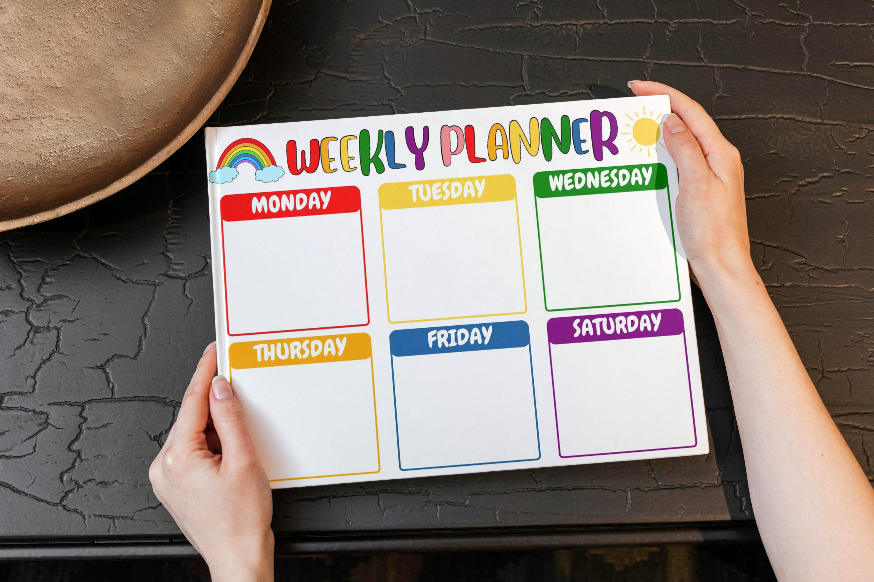 Kids Rainbow Weekly Planner Printable, Childrens Schedule Template ...
