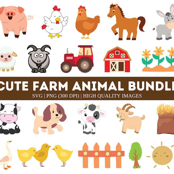 Cute Farm Animals Svg - Etsy