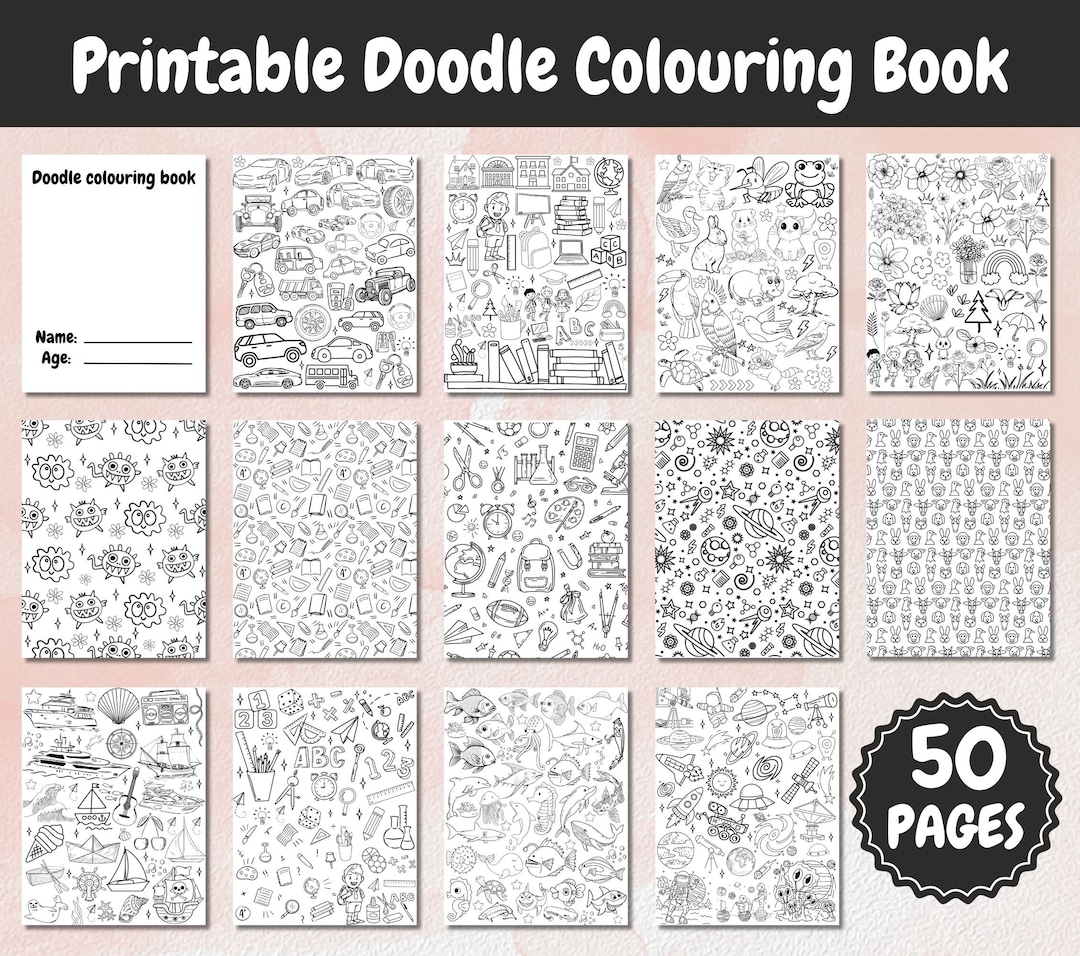 Kids Doodles Coloring Book, Doodles Printable Coloring Book, Print ...