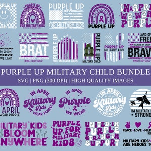 Military Child SVG PNG Bundle| Military Kids Png| Purple up Png| Month ...