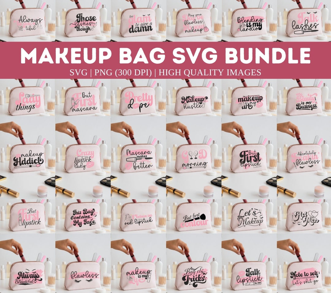 Makeup Bag SVG Bundle| Beautiful Svg| Makeup Bag Svg| Cosmetic Bag Svg ...