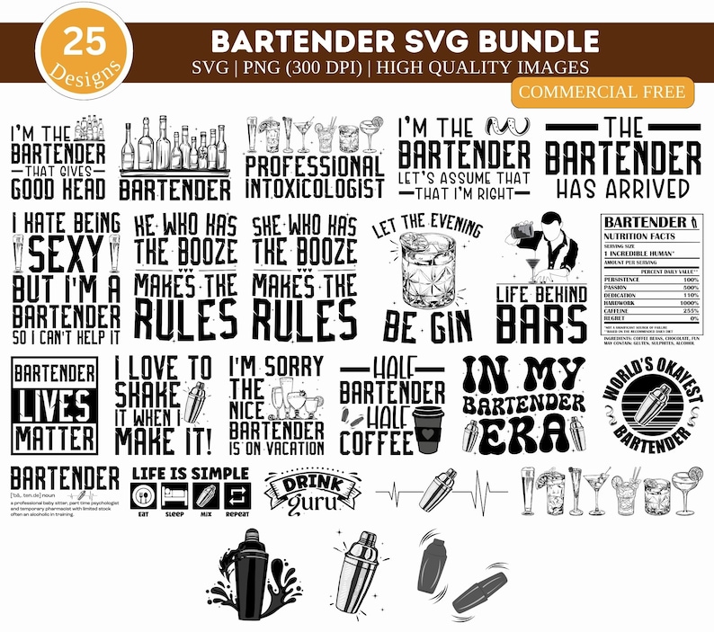 Bartender SVG Bundle, Funny Bartender Svg, Bar SVG, Bartender Sayings ...