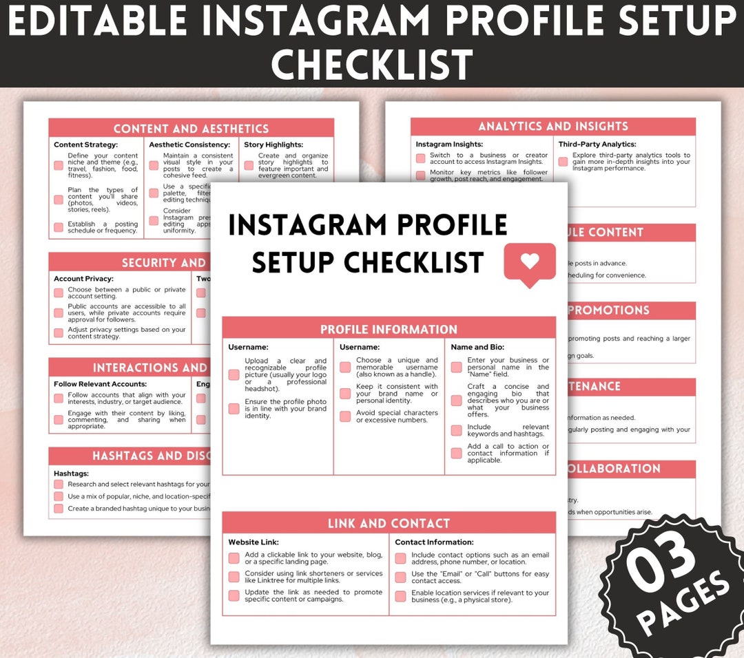 Instagram Profile Setup Checklist, Instagram Profile Optimization ...