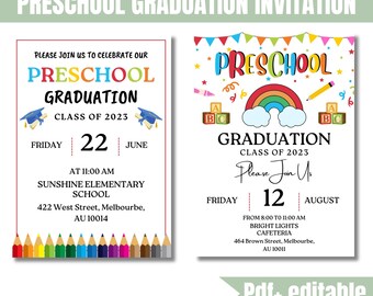 Editable Preschool Graduation Invitation, Prek Announcement Party ...