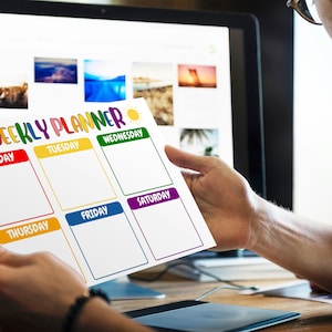 Kids Rainbow Weekly Planner Printable, Childrens Schedule Template ...