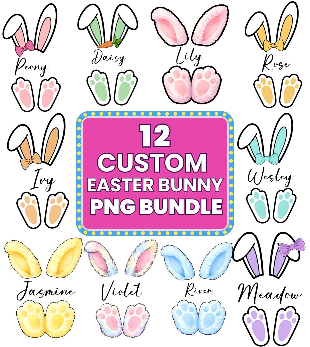 Custom Kid Name Easter Bunny Png Bundle, Custom Kid Name Easter Bunny ...