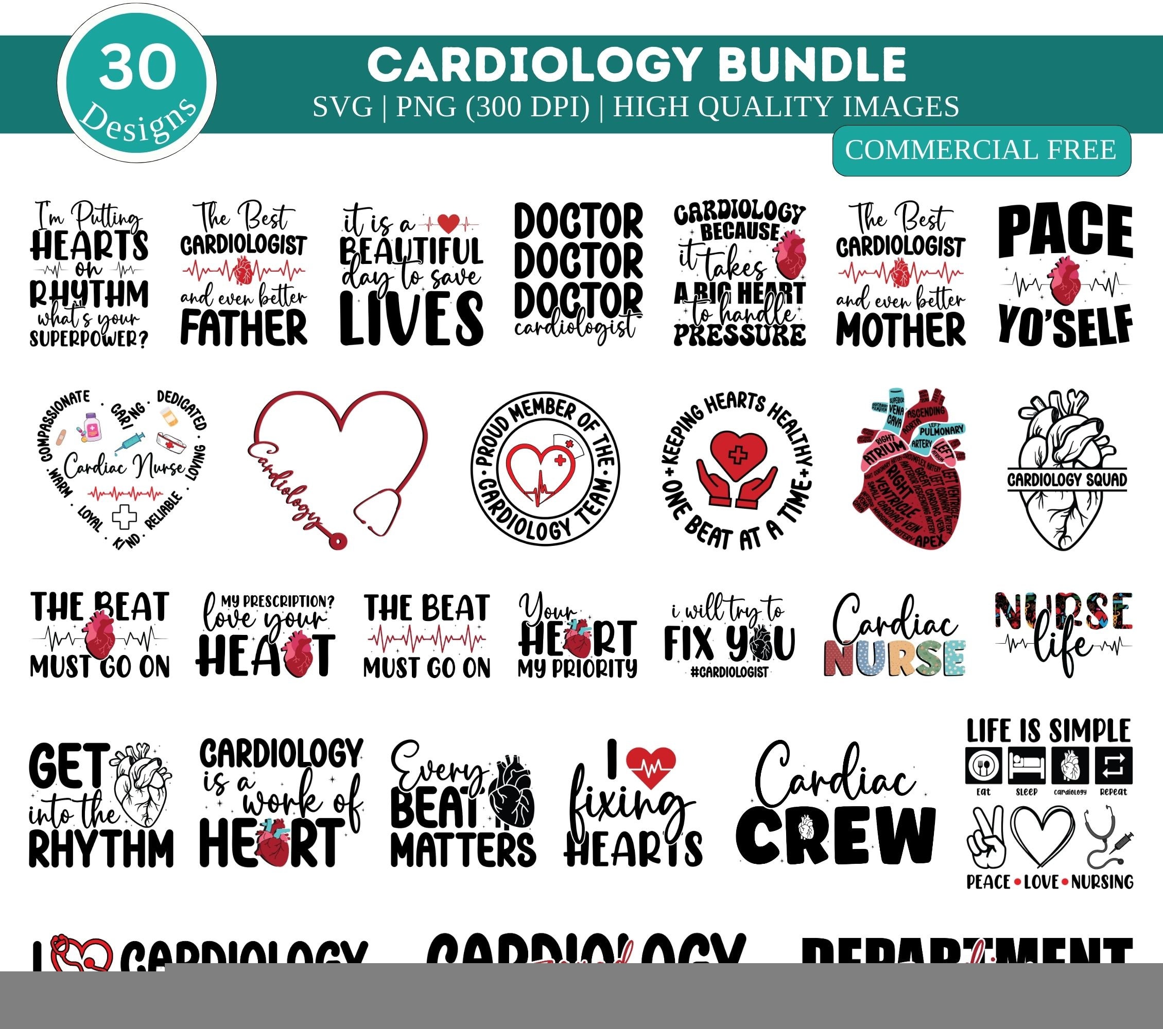 Cardiology SVG PNG Bundle| Nurse Quotes Svg| Cardiac Nurse Svg| Heart ...