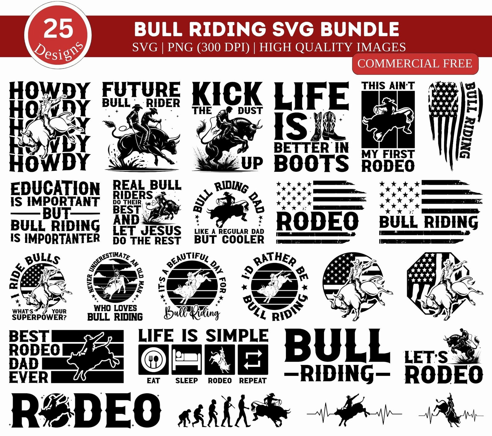Rodeo Bull Riding SVG Bundle, US Bull Rider Svg, Rodeo Svg, Bull Svg ...