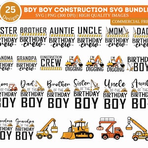Birthday Boy Construction SVG Bundle, Family Svg Bundle, Birthday Svg ...