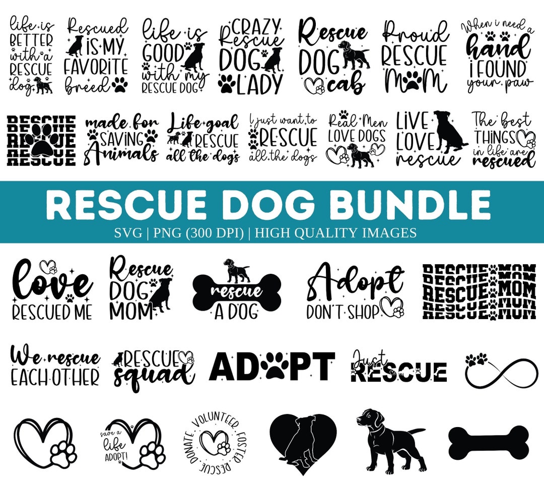 Rescue Dog SVG Bundle| Dog Lover SVG| Rescue Dog Quote Svg| Rescue Mom ...