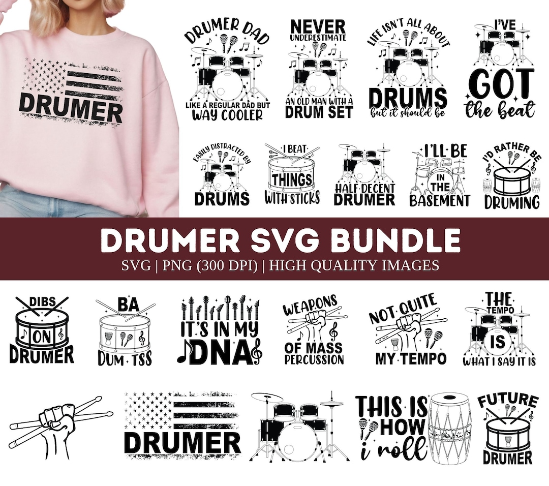 Drummer Sayings SVG Bundle, Drum Beat Svg, Drums Svg, Drummer PNG ...
