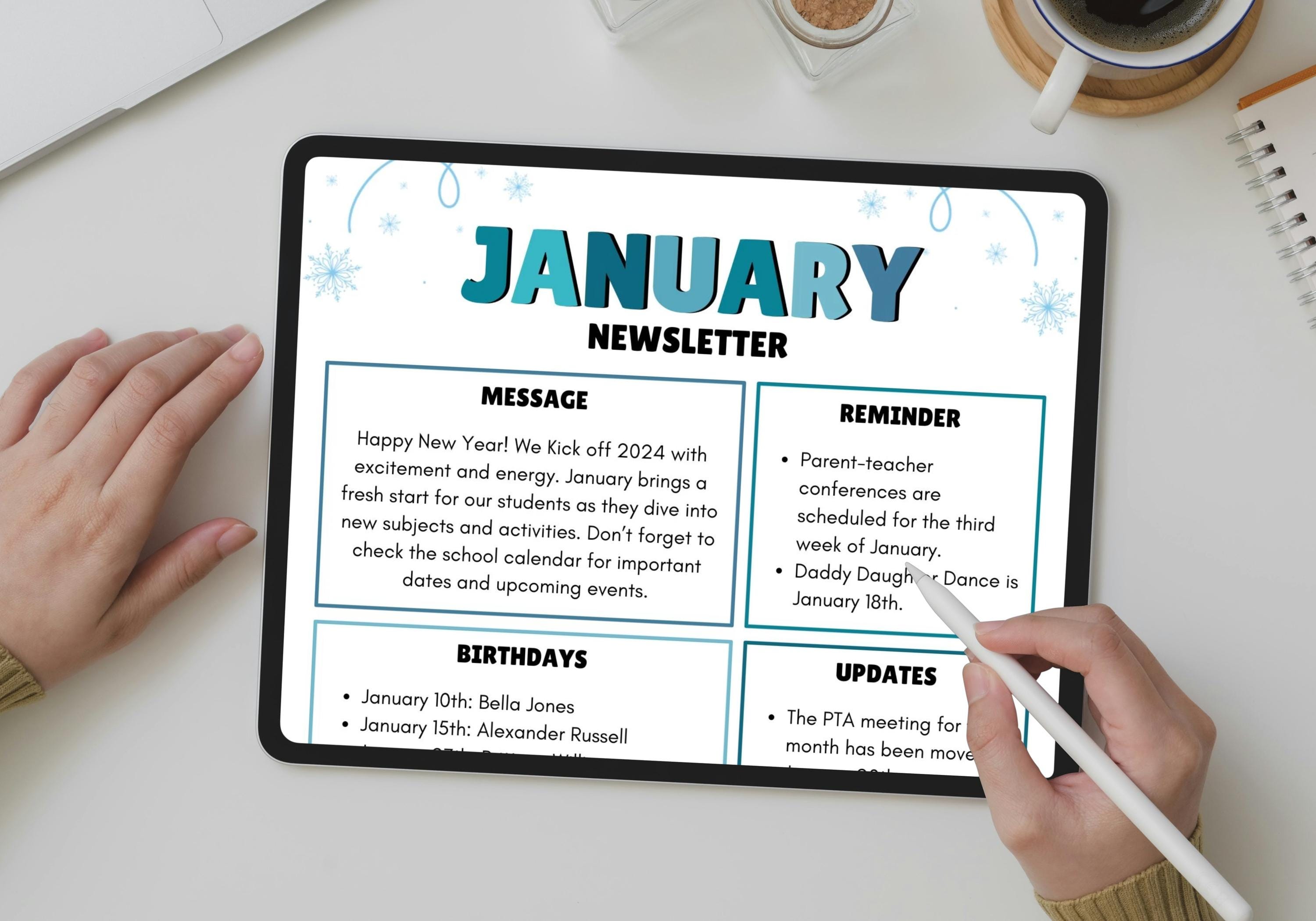 12 Months Bundle Fully Editable Newsletter Template, Yearly News, Back ...