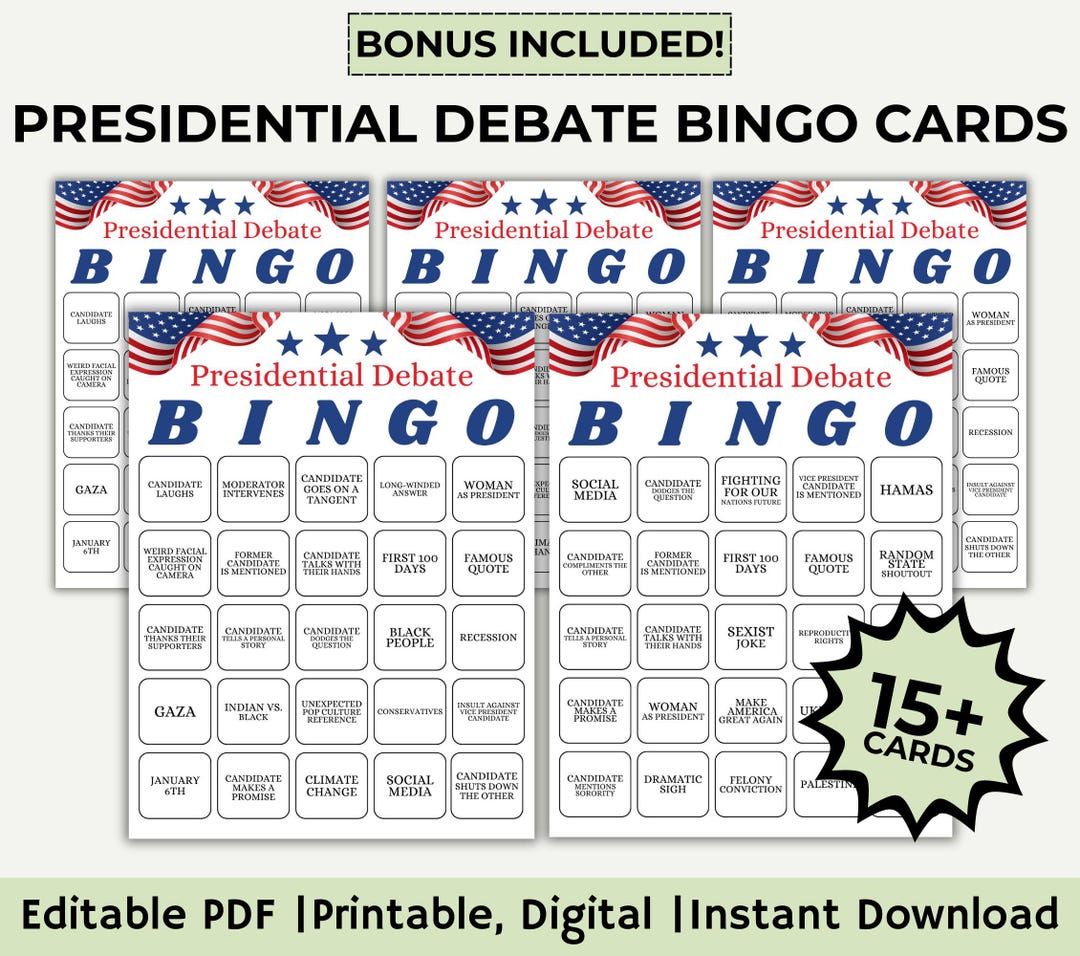 2024 Presidential Debate Bingo Game, Trump Vs. Harris, Printable Games ...