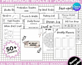 Bullet Journal imprimible, plantilla Bujo, páginas de Bullet Journal ...