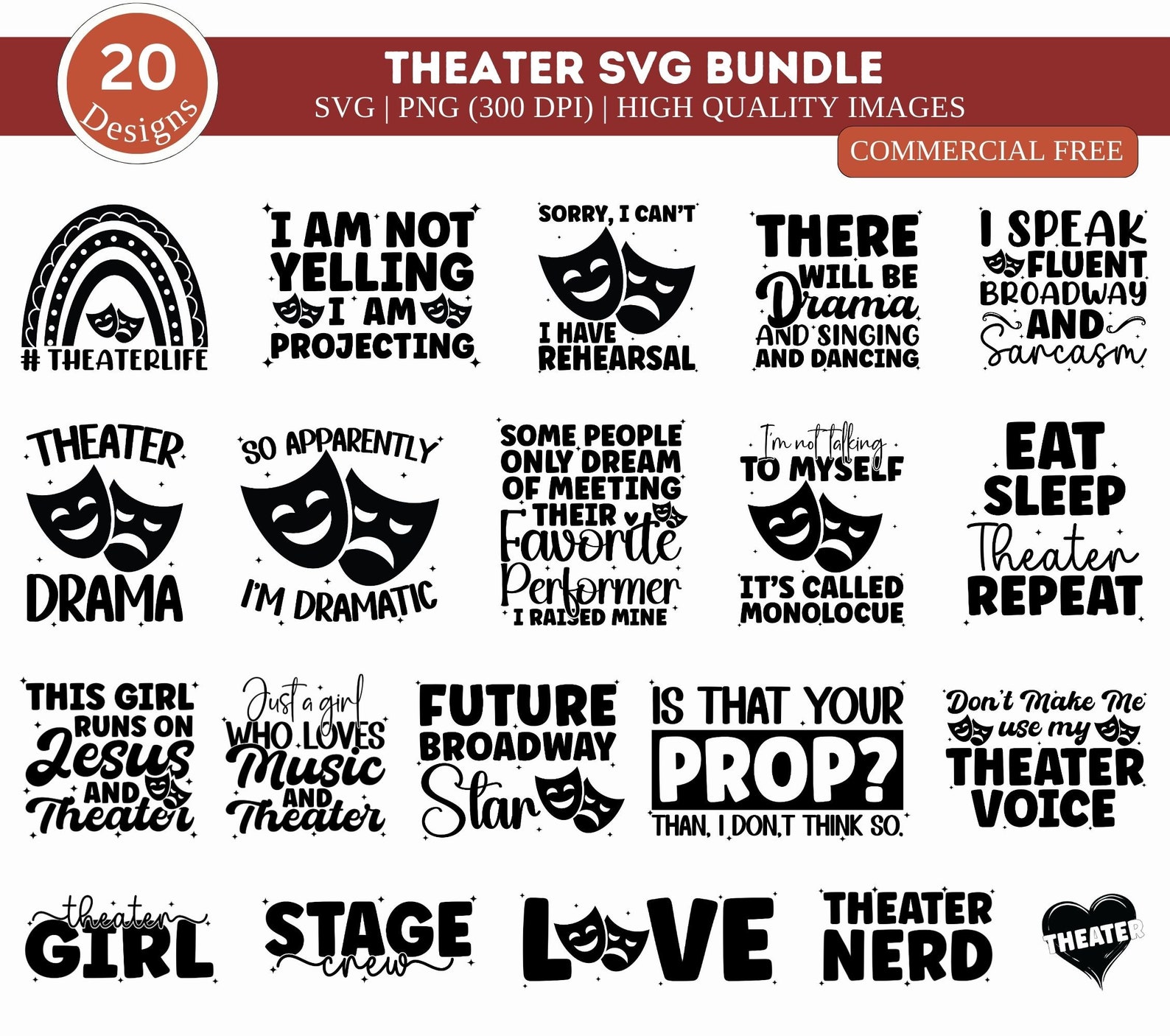 Theater SVG Bundle, Actor SVG, Theatre SVG Bundle, Actress Svg, Movie ...