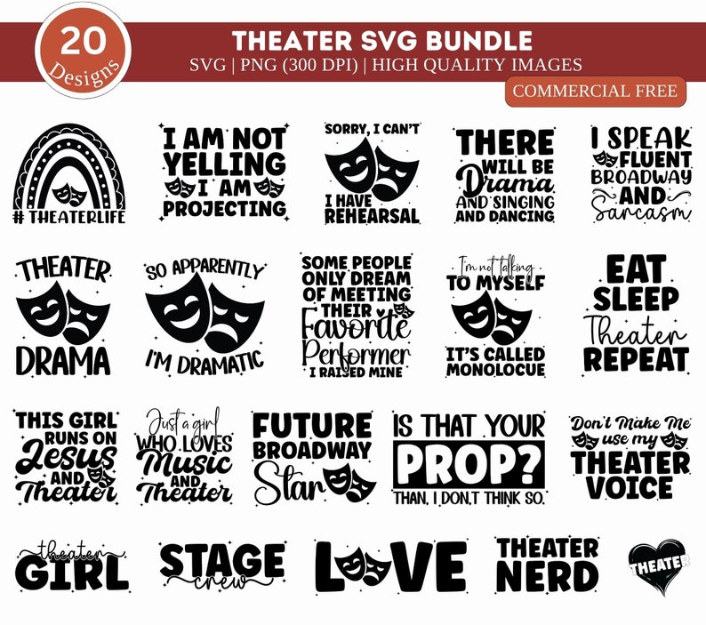 Theater SVG Bundle, Actor SVG, Theatre SVG Bundle, Actress Svg, Movie ...