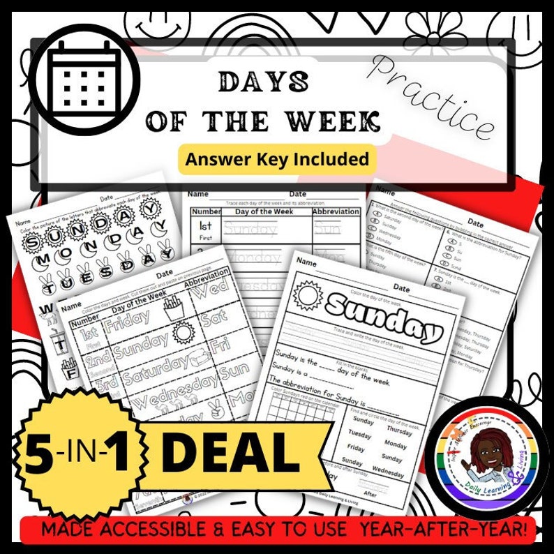 Pre-k and Older: Days of Week Practice (BUNDLE) - Etsy