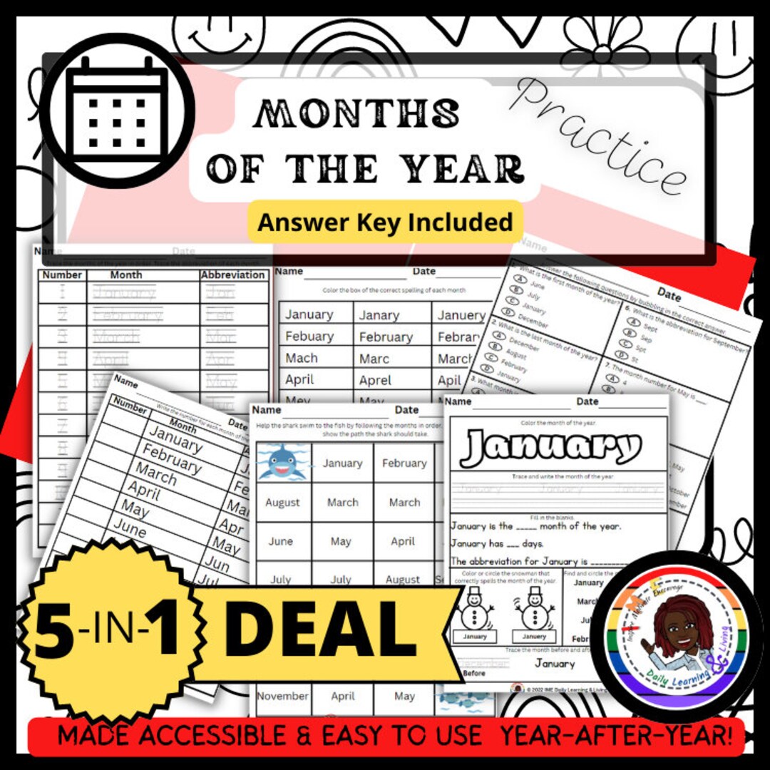 Pre-k and Older: Months of Year Practice (BUNDLE) - Etsy