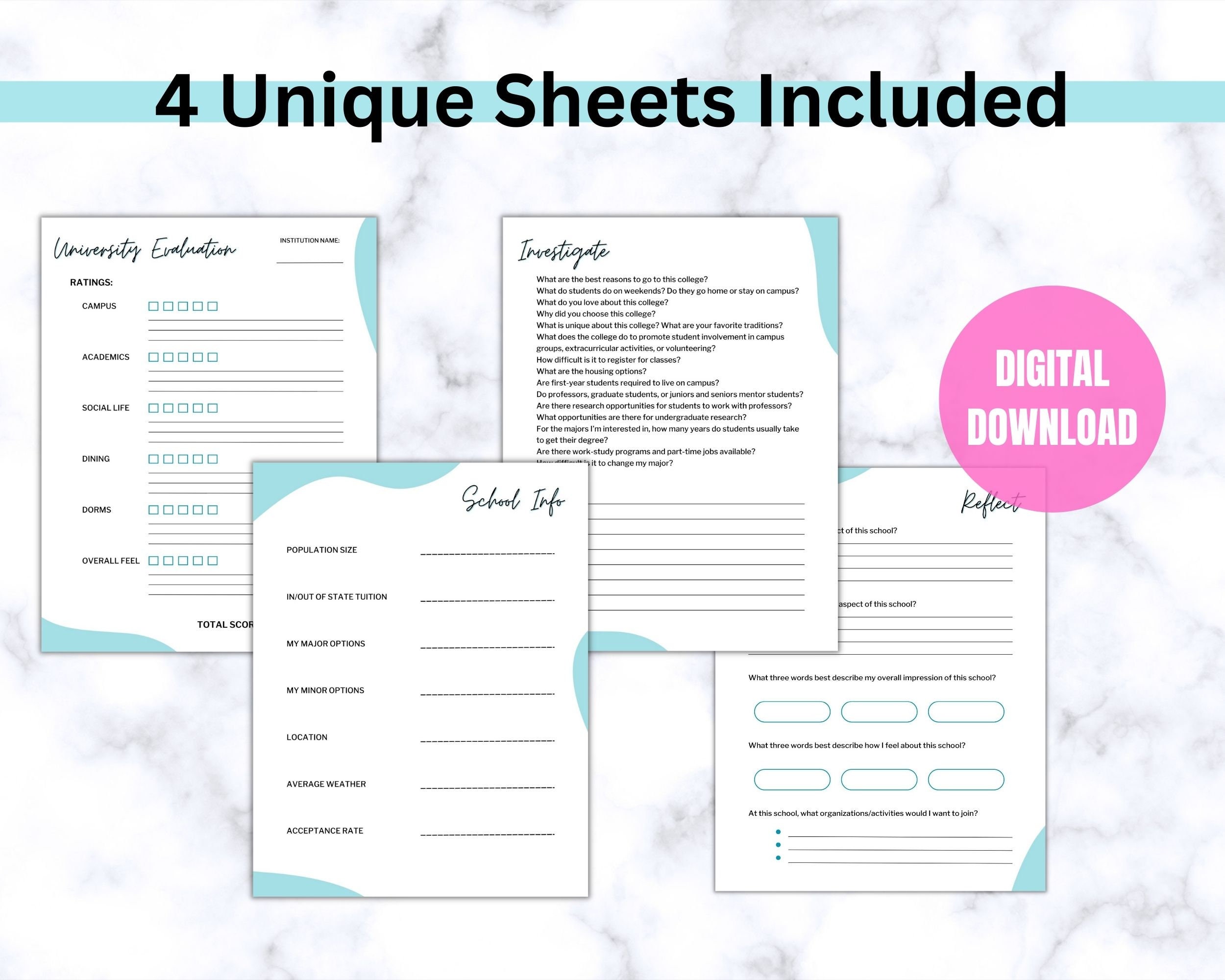 Easy-to-use College Evaluation Form, College Tour Thought Organization ...