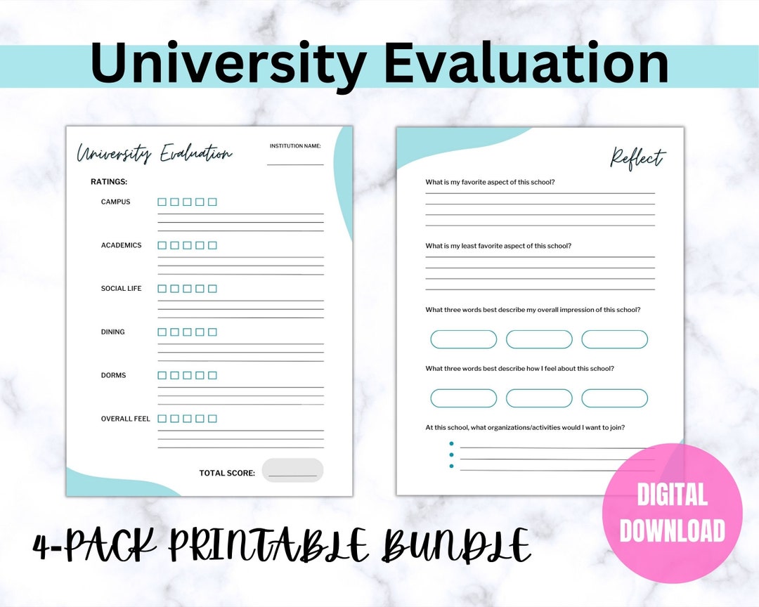 Easy-to-use College Evaluation Form, College Tour Thought Organization, Planner to Reduce Stress ...