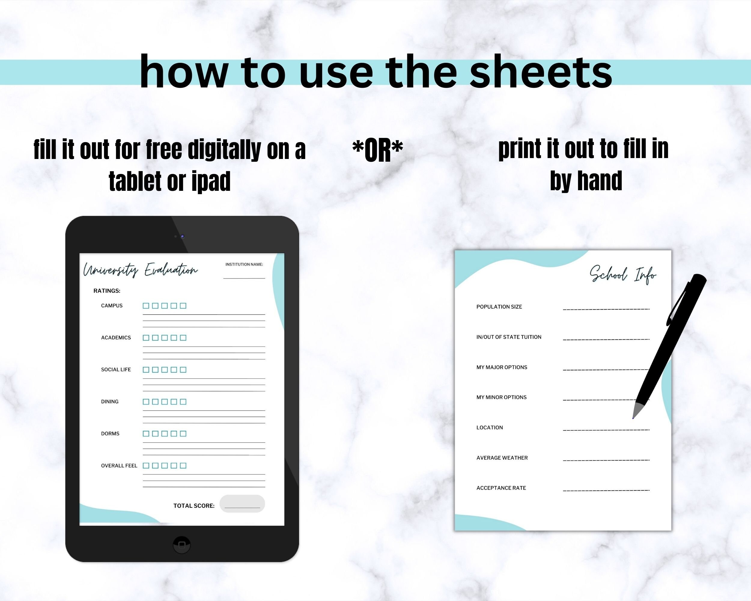 Easy-to-use College Evaluation Form, College Tour Thought Organization ...
