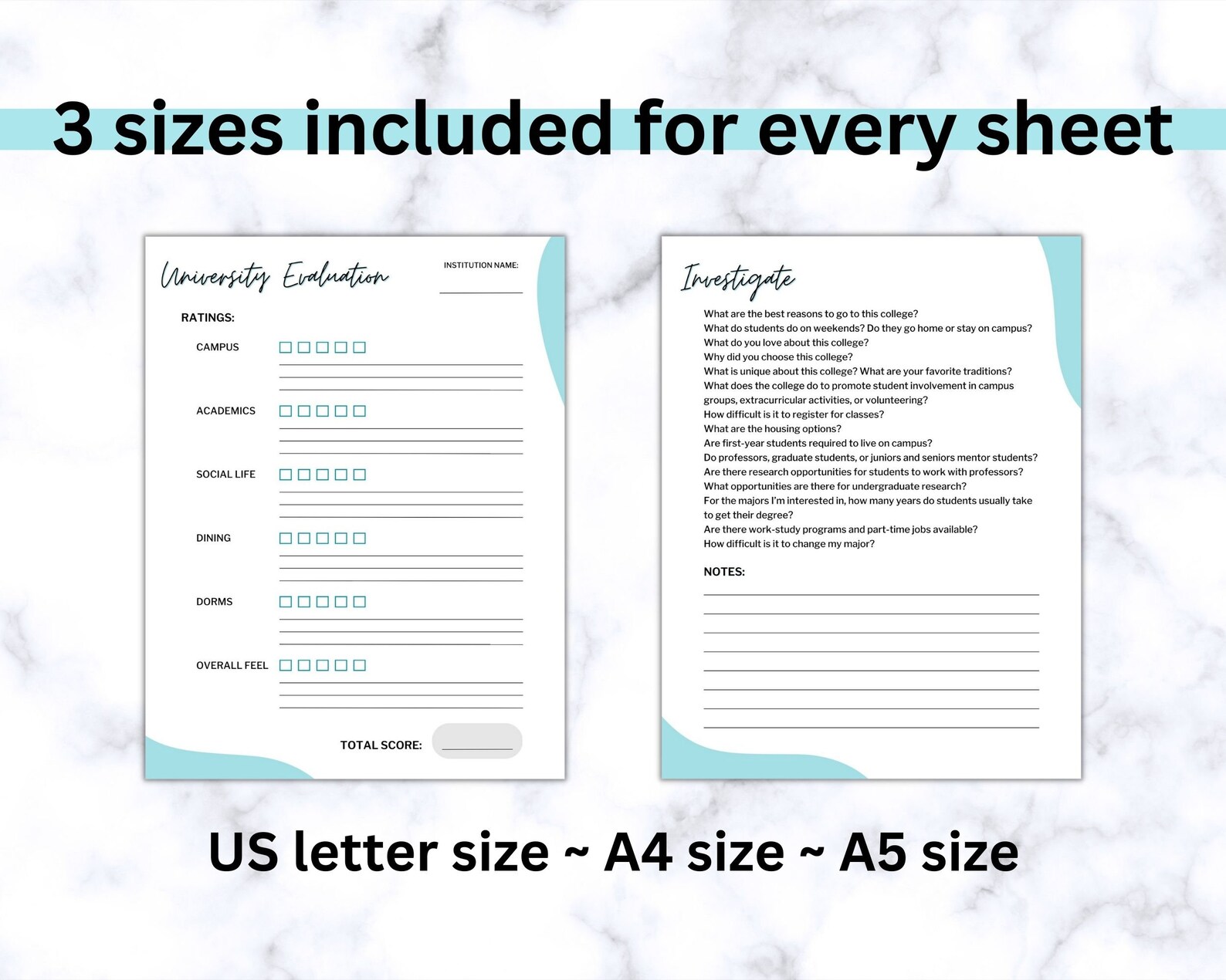 Easy-to-use College Evaluation Form, College Tour Thought Organization ...