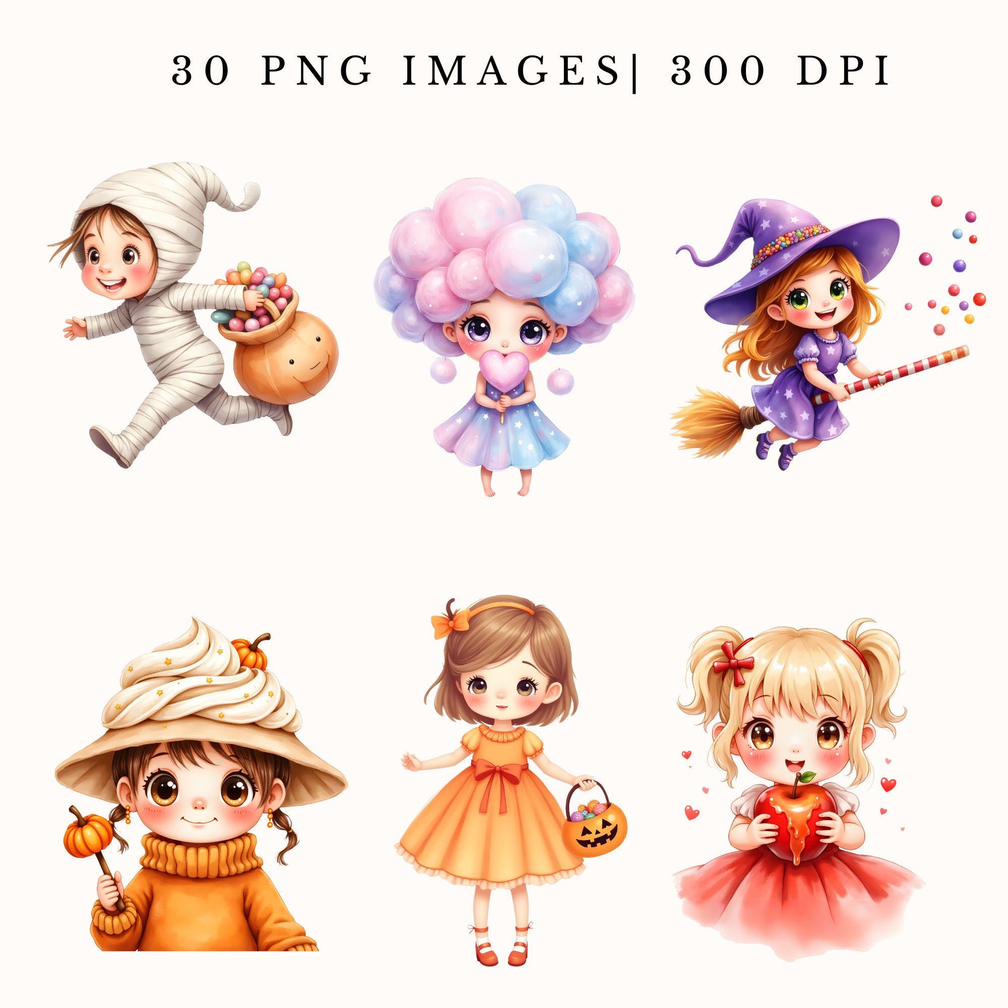 Halloween Candy Girl Clipart Whimsical Sweet Treats PNG Spooky Season ...