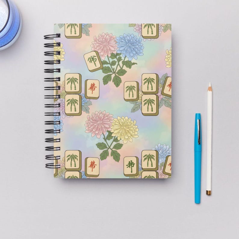 Mahjong Digital Paper Floral Asian Background Oriental Tiles PNG ...