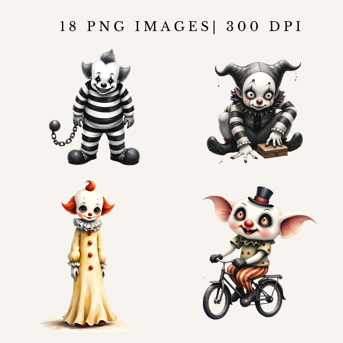 Creepy Clown Clipart Halloween Joker PNG Horror Haunted Carnival ...