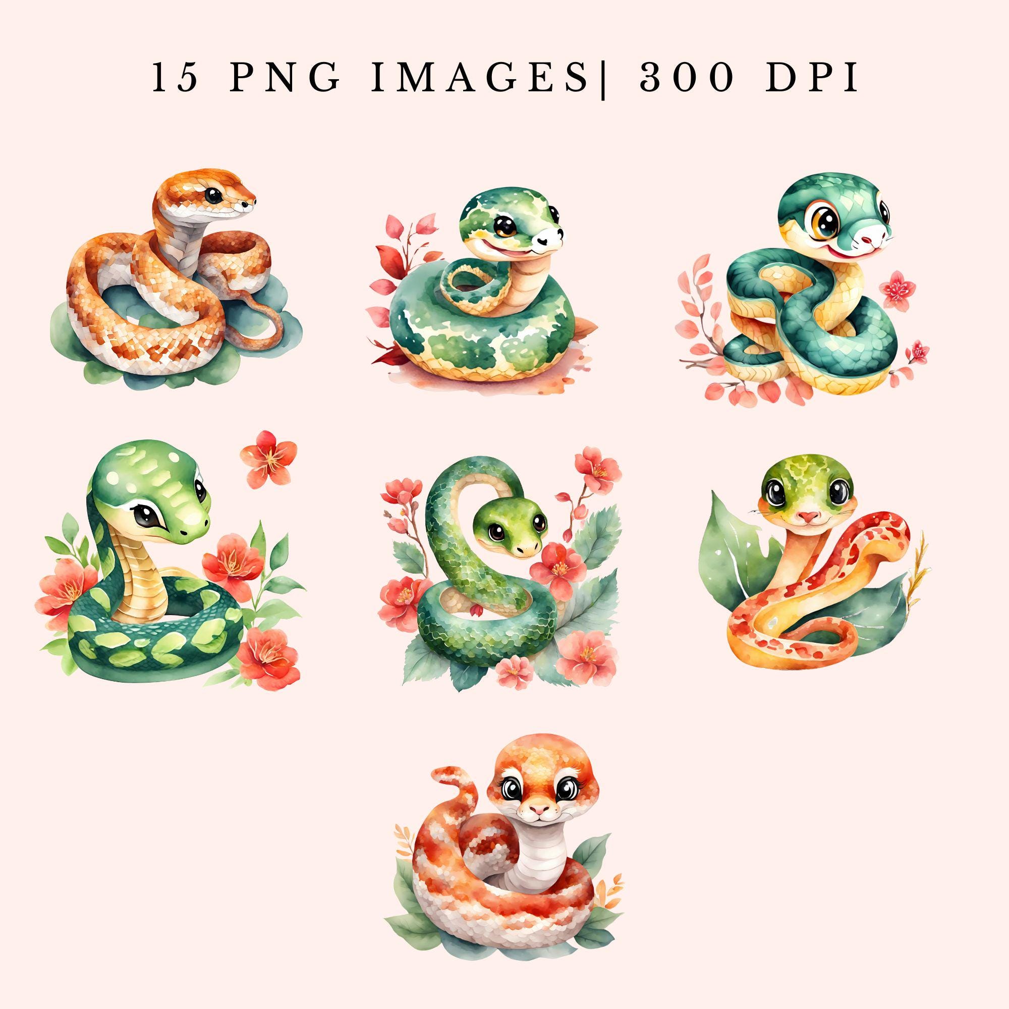 Chinese New Year Snake Clipart Lunar New Year 2025 PNG Watercolor Year ...