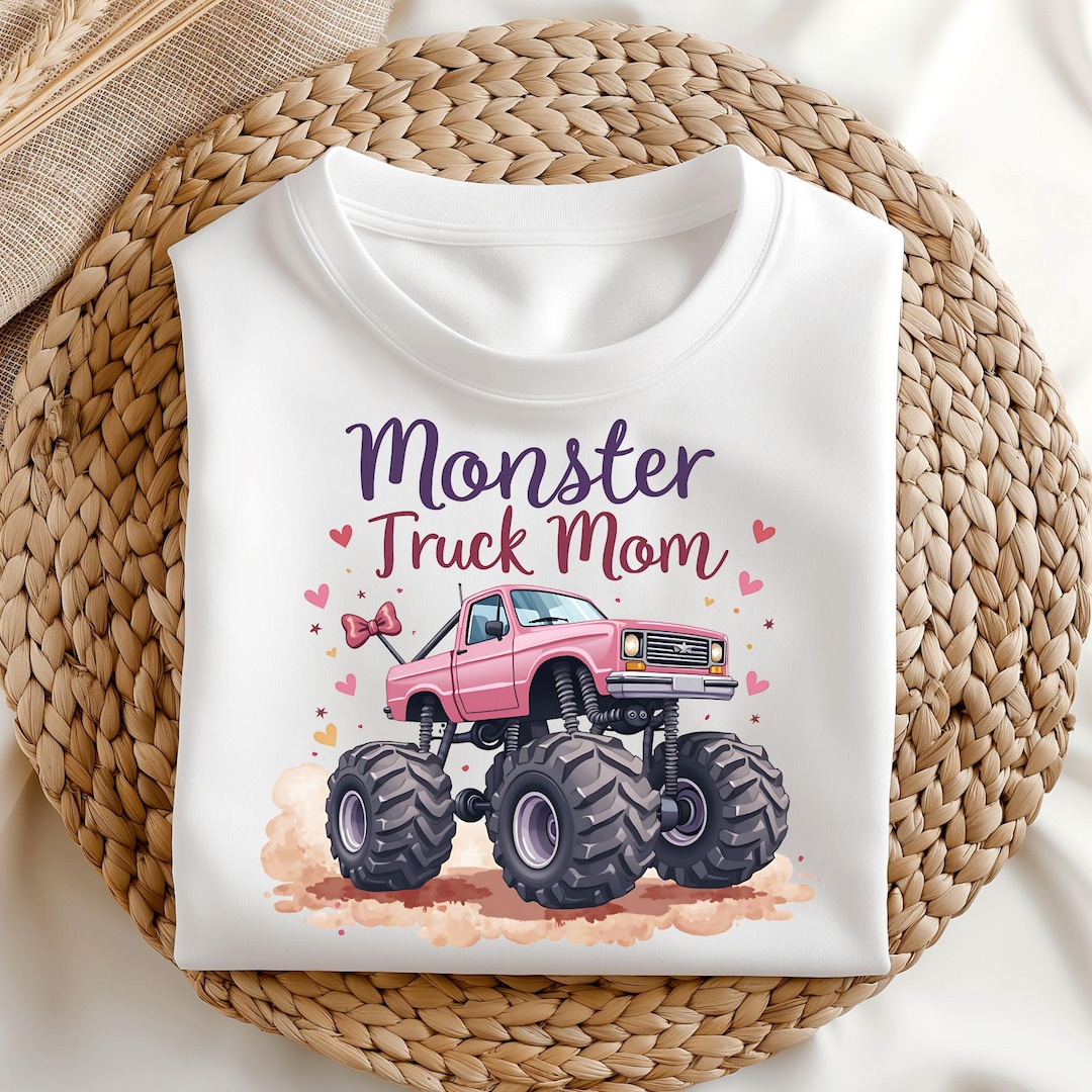 Monster Truck Mom Png Retro Mama Truck Clipart Cute Woman Truck Design ...