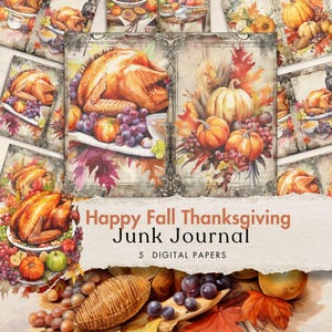 Happy Fall Thanksgiving Junk Journal Kit Autumn Season Digital Paper ...