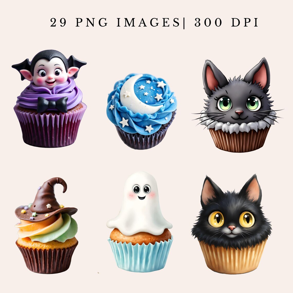 Cupcake Halloween Clipart Spooky Sweet Treats PNG Scary Desserts ...